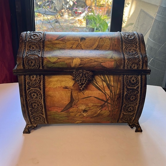 Accents | Vintagee Treasure Chest Side Handles Gorgeous Pattern Metal ...